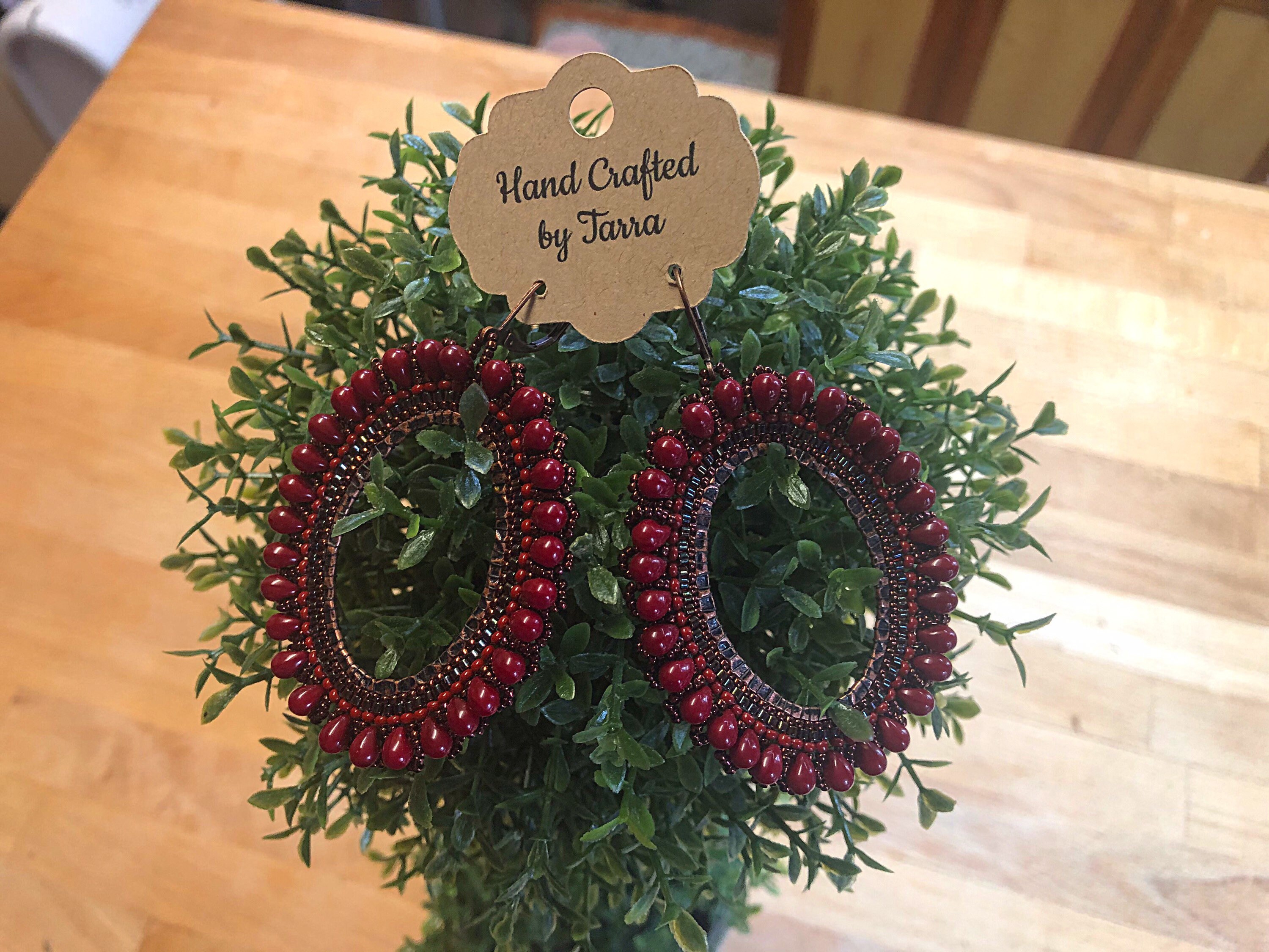 Hoop Earrings, Red Hoop Earrings, Dangle Earrings, Oval Hoop Earrings ...