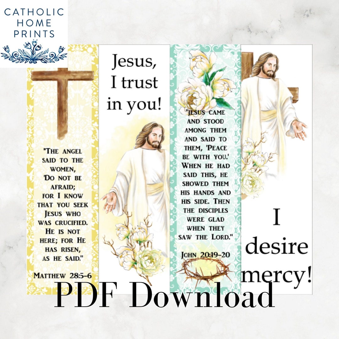Printable Easter Bookmarks Instant Digital PDF Download Divine Mercy ...
