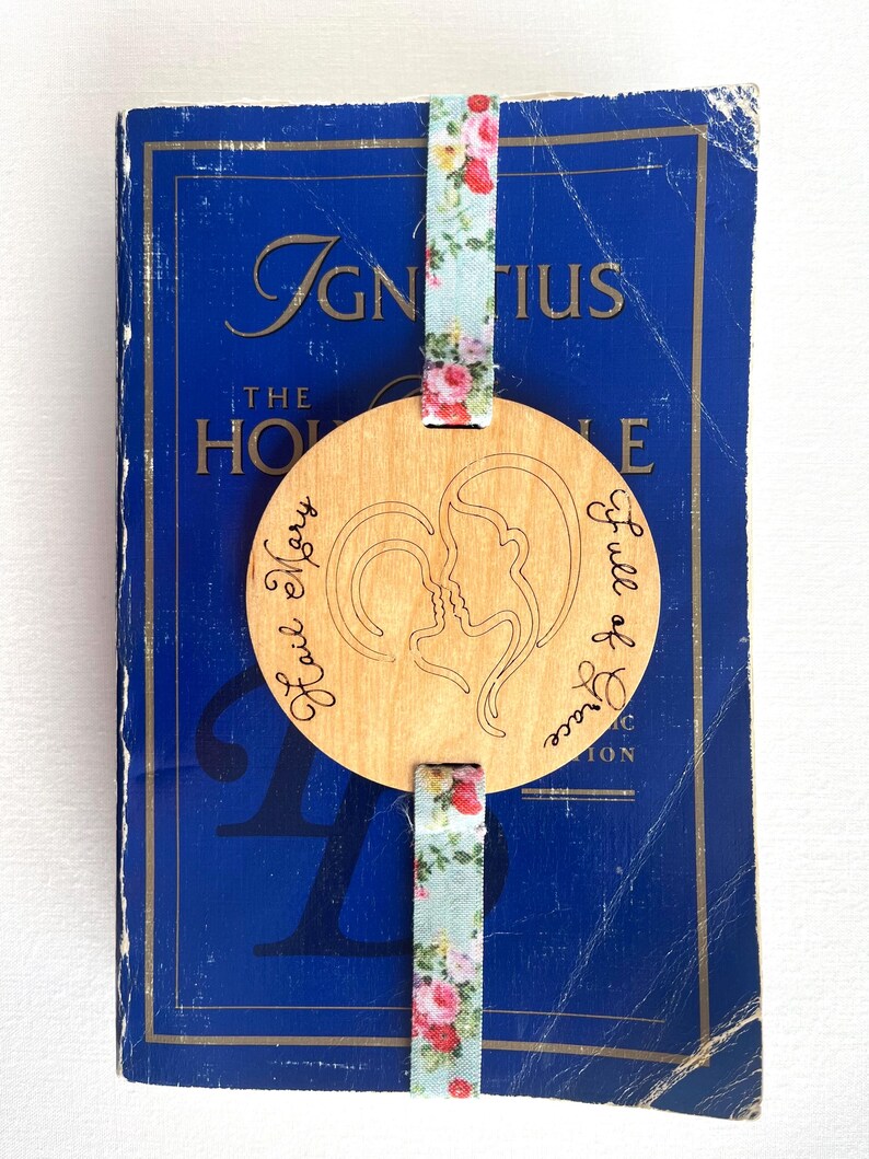 Virgin Mary Wooden Bookmark With Floral Elastic Reader Easter Basket ...