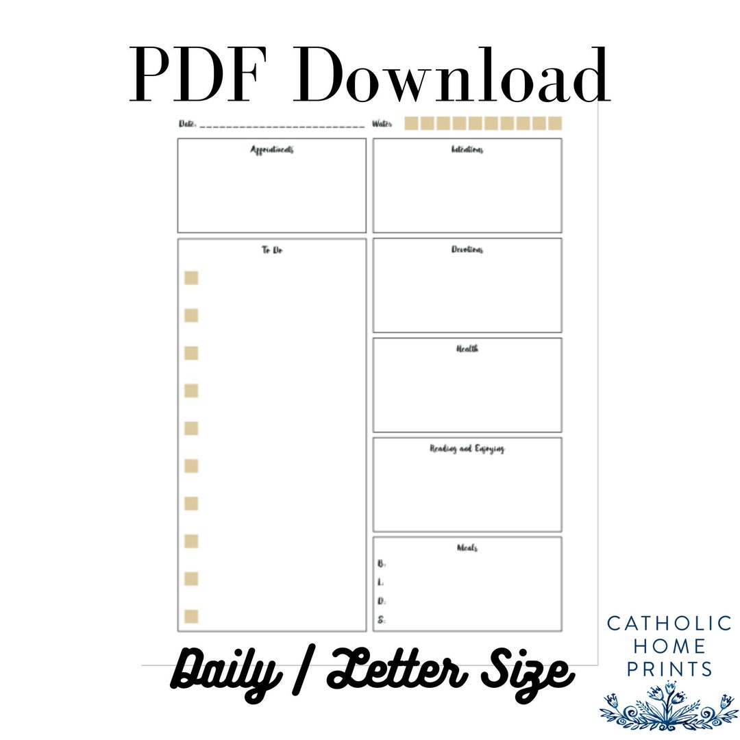 Printable Catholic Daily Planner Page - PDF Instant Download - Big ...