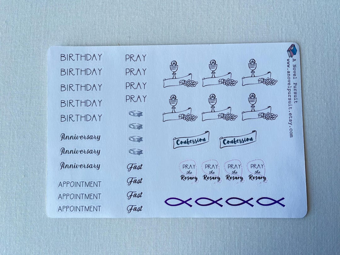 Catholic Planner Sticker Sheet - Sacrament Reminder - Liturgical ...