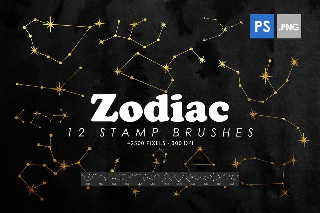 Zodiac Constellations Photoshop Stamp Brushes, Astrology Brushes ...