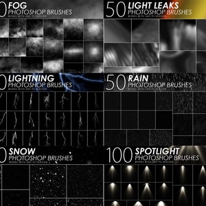 1505 Photoshop Brushes Bundle, Photoshop Overlays, Snow Brushes, Rain ...