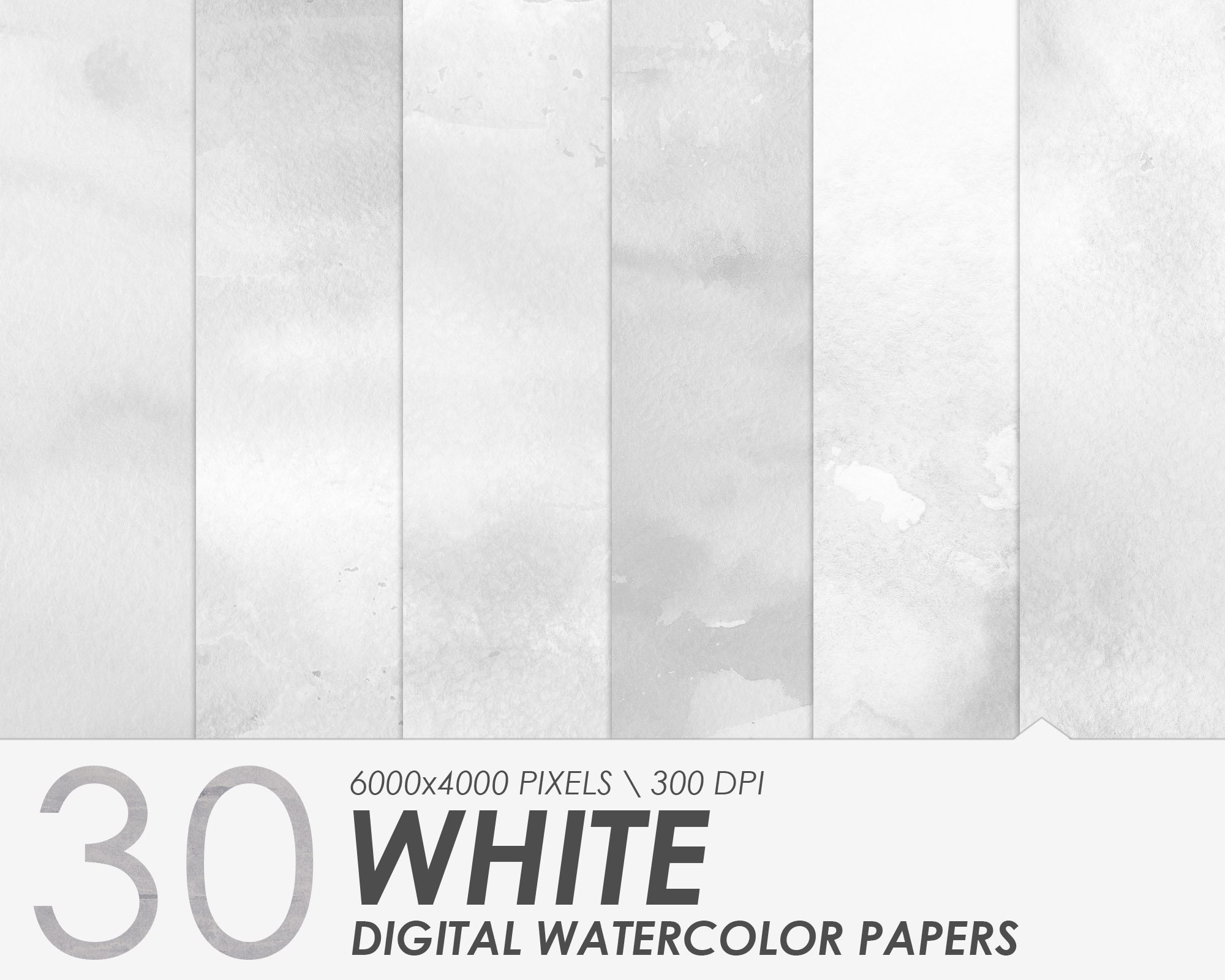 30 White Watercolor Digital Paper, Watercolor White Papers, Scrapbook ...