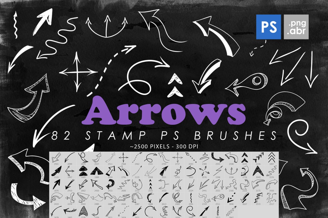 82 Photoshop Arrow Brushes, Photoshop Brushes, Doodle Arrow, Handdrawn, Photoshop Stamps, Tribal ...