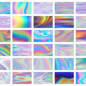30 Iridescent Holographic Background Digital Paper, Rainbow Paper ...