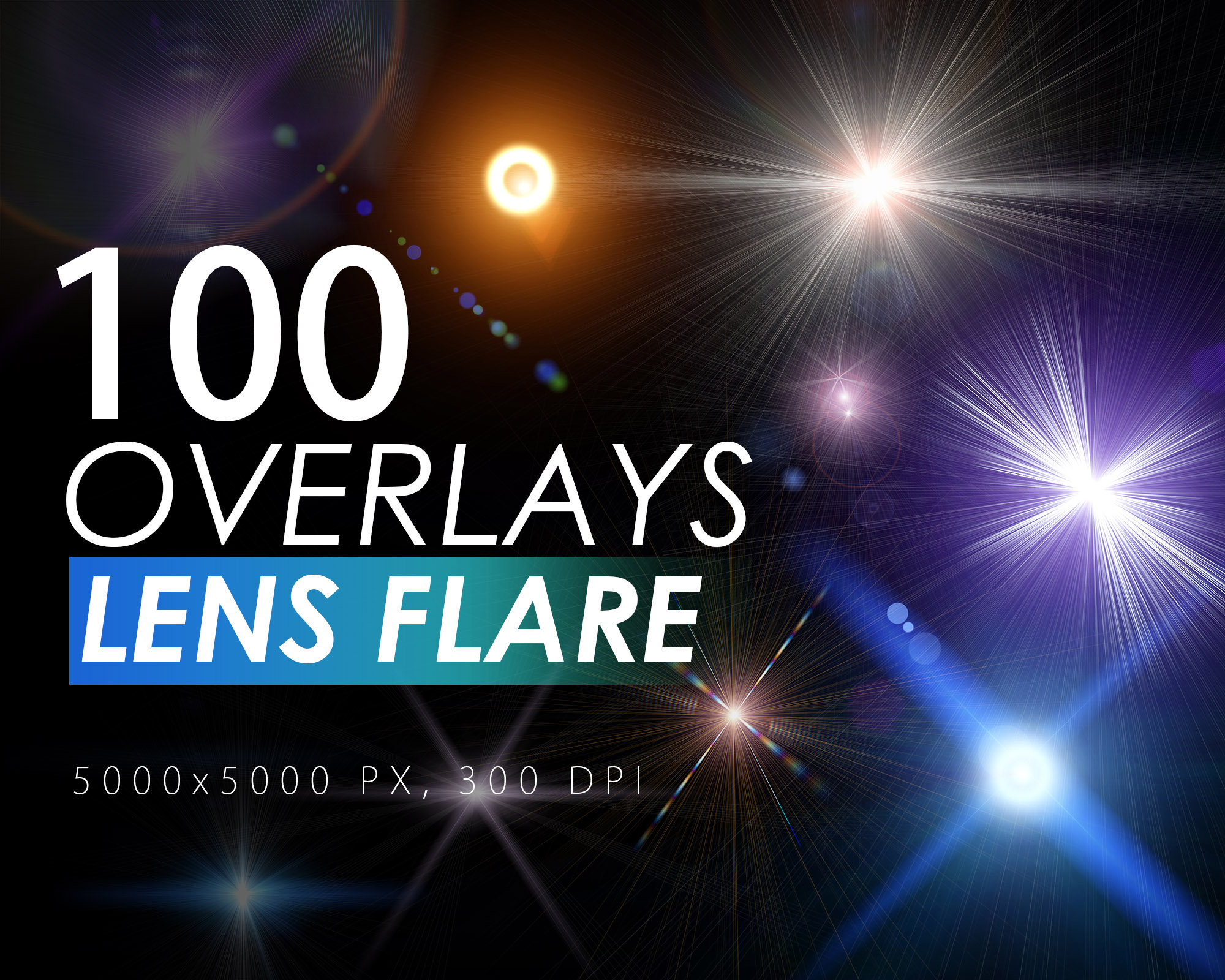 100 Lens Flare Overlays, Sunlight Overlay, Photo Overlay, Stars Overlay ...