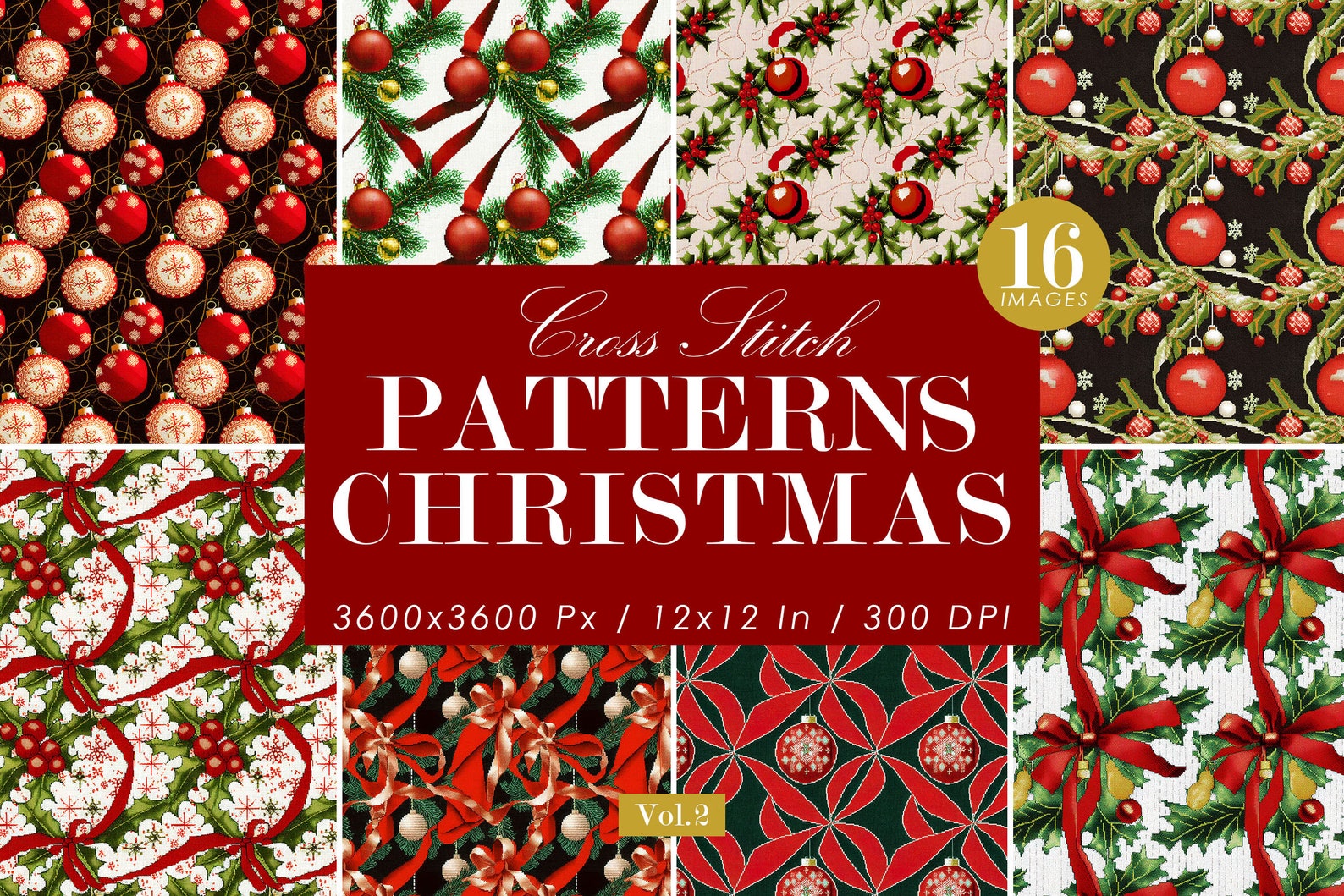 Christmas Digital Paper, Cross Stitch Christmas, Christmas Print Paper ...