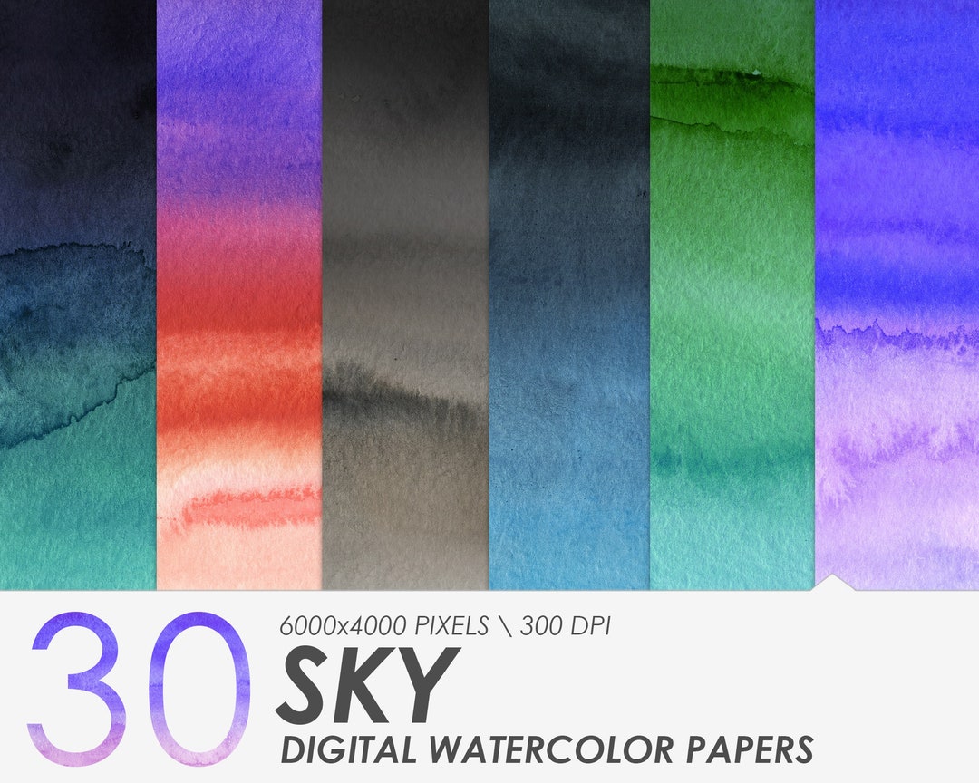 30 Watercolor Sky Digital Papers | Scrapbook Paper Pack | Digital Paper ...