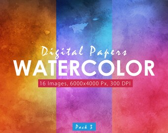 Vibrant Watercolor Digital Paper, Watercolor Textures, Watercolor ...