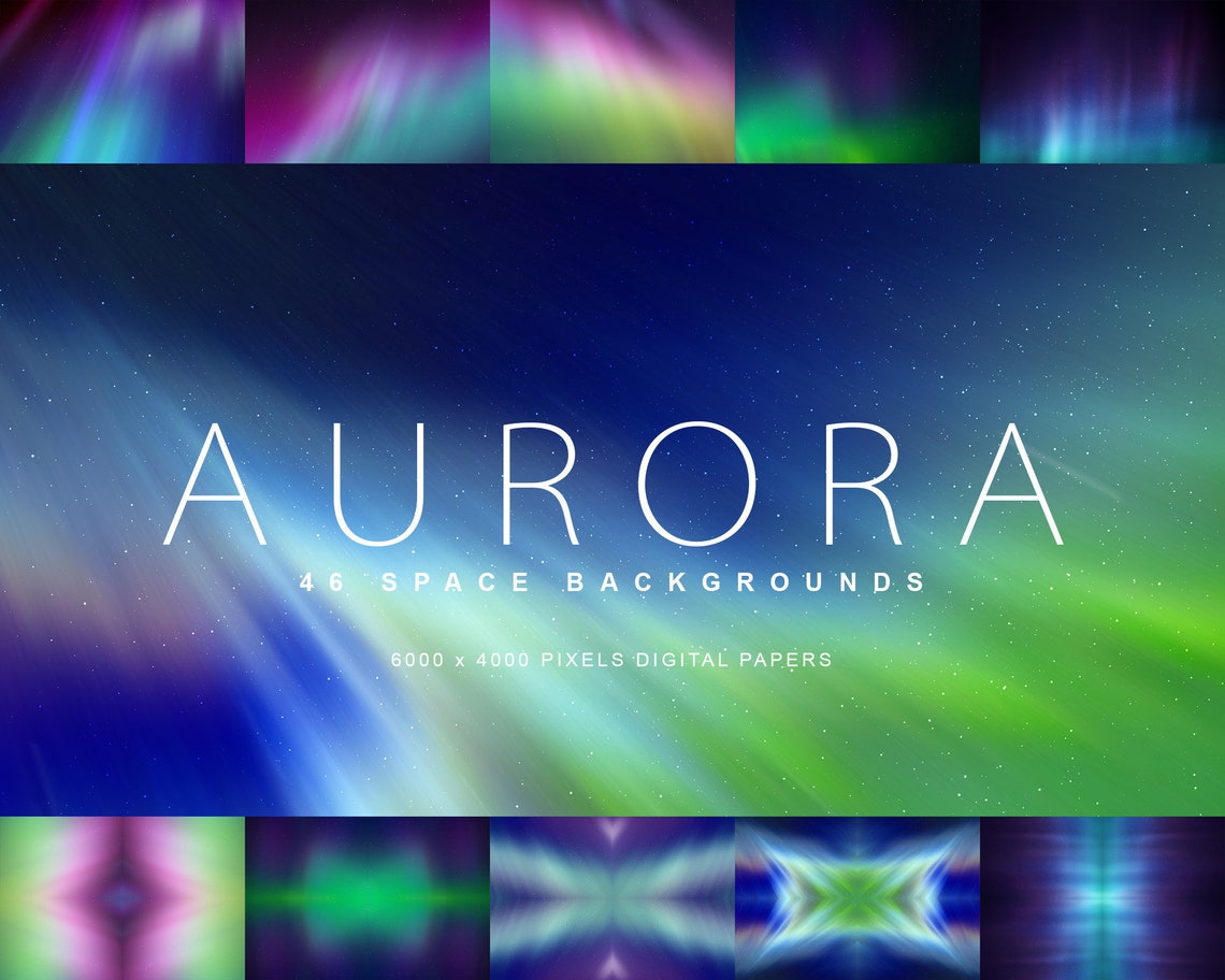 Aurora Borealis Digital Paper Night Sky Overlays Northern - Etsy