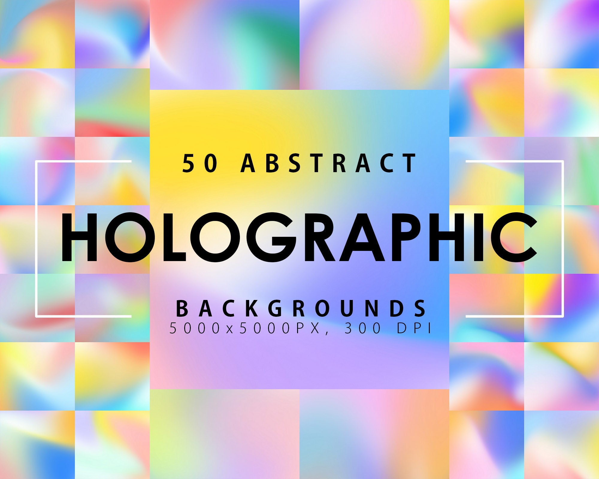 50 Holographic Background Digital Paper, Blurred Paper, Rainbow Paper ...