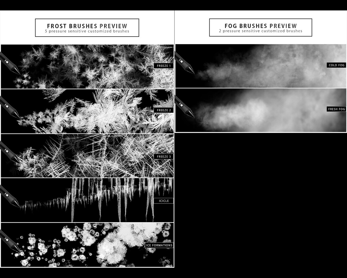 20 Snow Photoshop Brushes, Frost Brushes, Fog, Dust, Freeze, Icicles ...