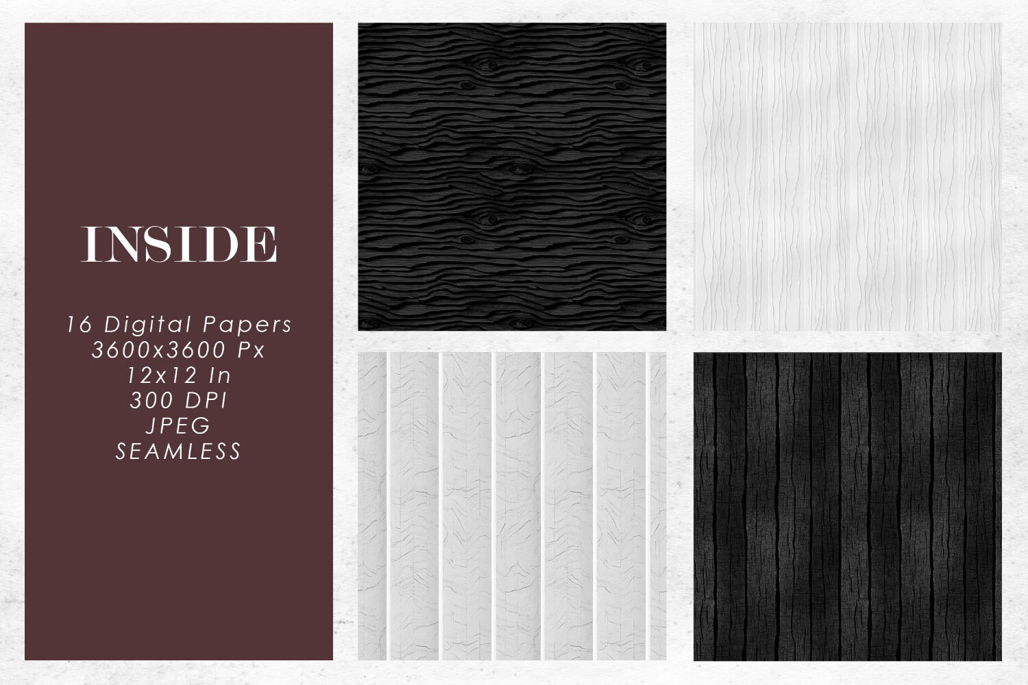 White & Black Wood Digital Paper, Seamless Texture, Minimalist Texture ...