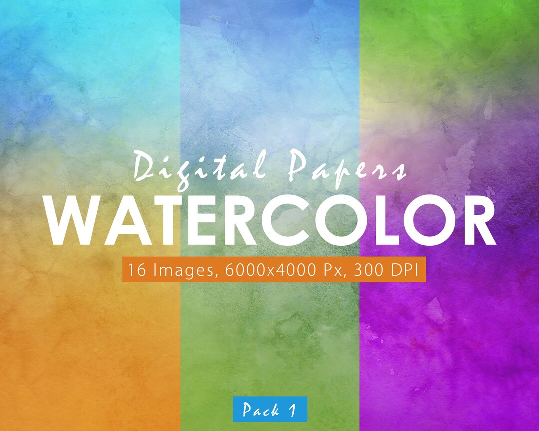 Vibrant Watercolor Digital Paper, Watercolor Textures, Watercolor ...