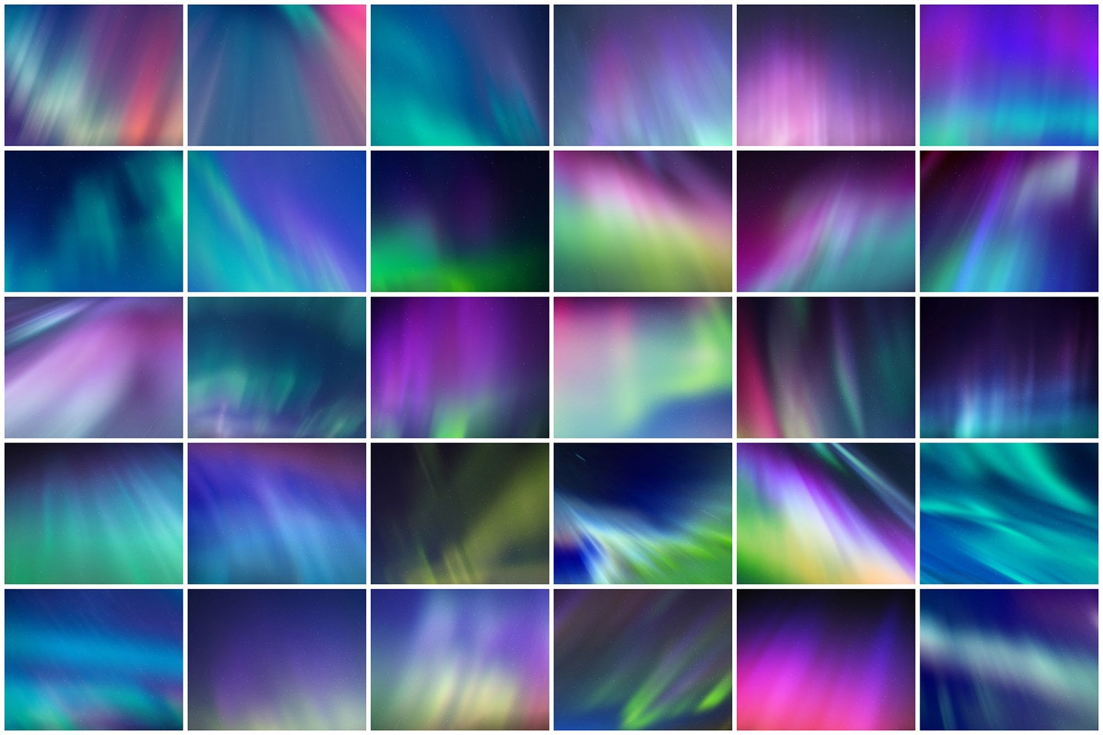 Aurora Borealis Digital Paper, Night Sky Overlays, Northern Lights ...