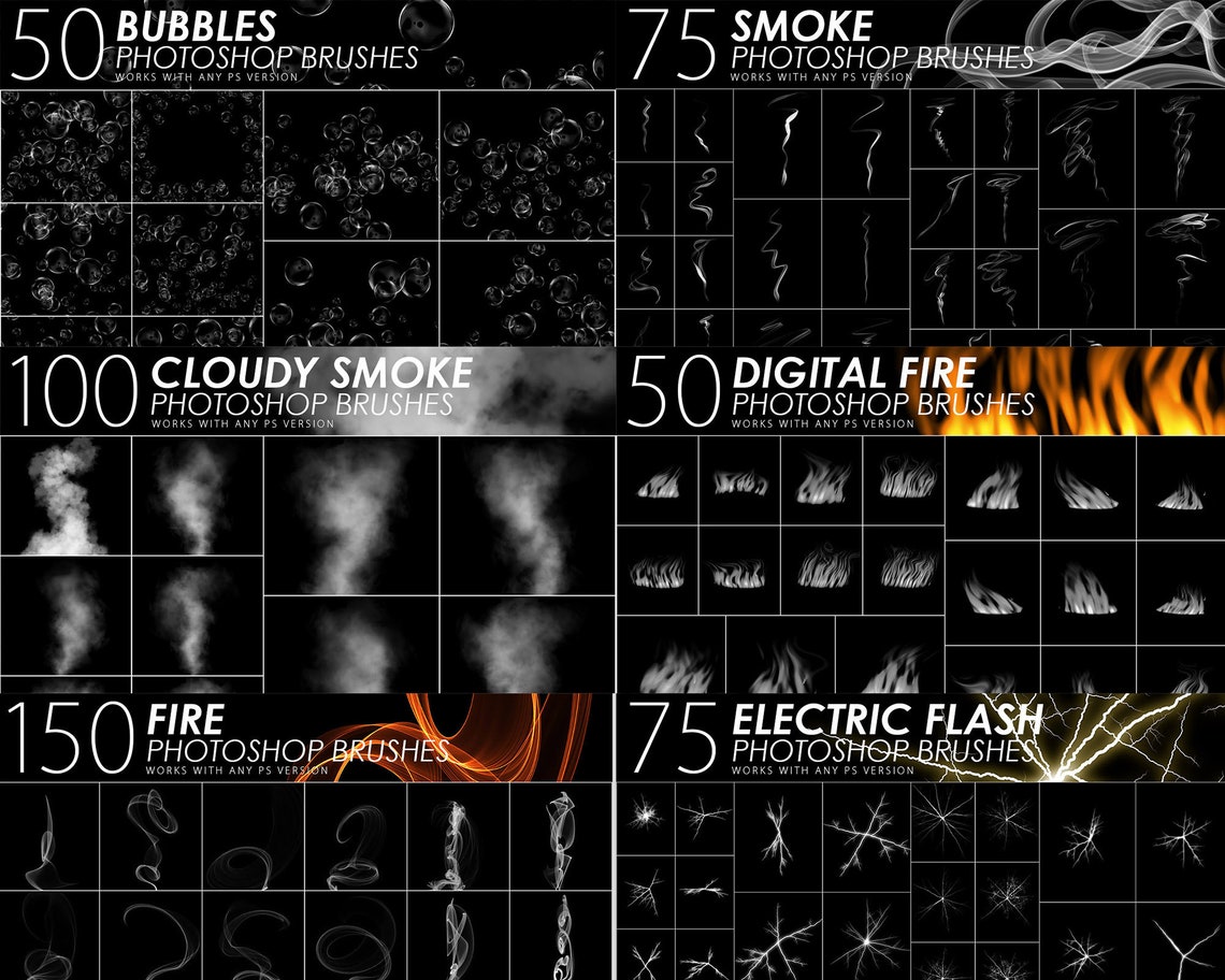 1505 Photoshop Brushes Bundle, Photoshop Overlays, Snow Brushes, Rain ...
