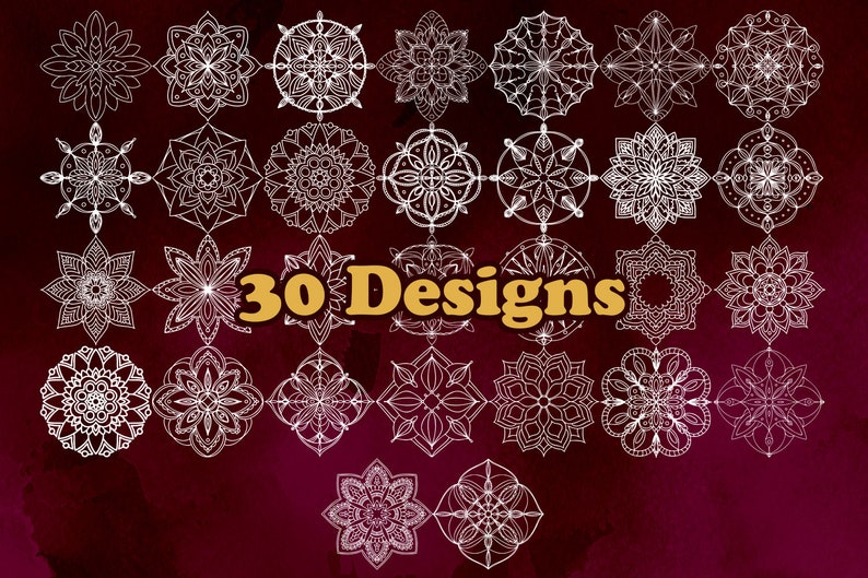 30 Mandala Photoshop Brushes, Mandala Clip Art, Flower Brushes, Brushes ...
