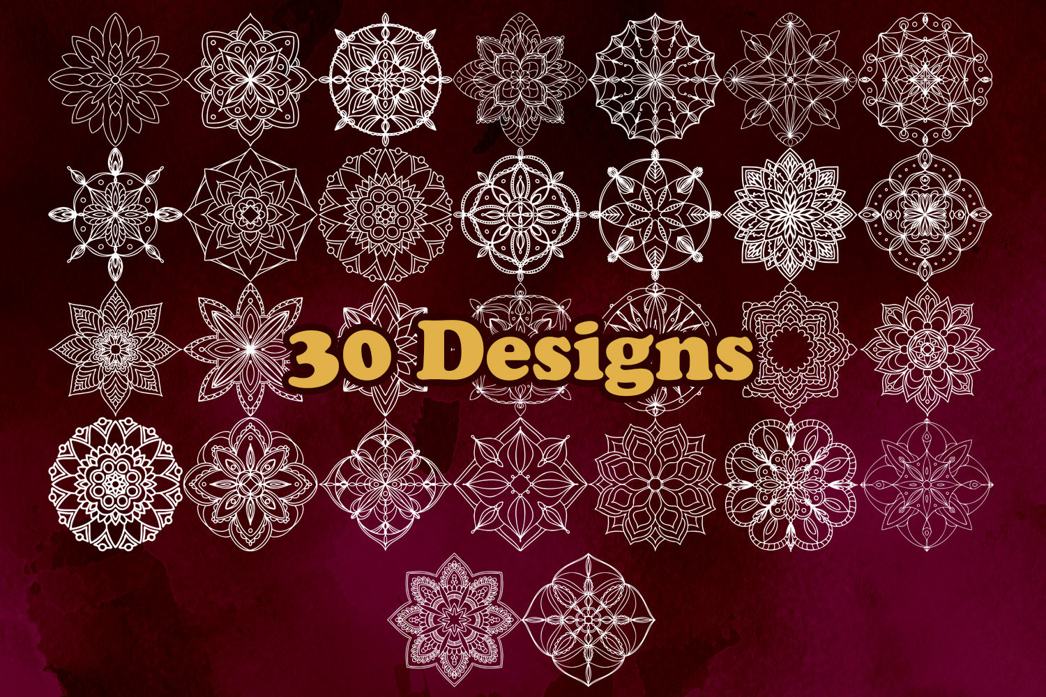 30 Mandala Photoshop Brushes, Mandala Clip Art, Flower Brushes, Brushes ...
