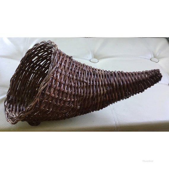 Wicker Basket Horn Basket Cornucopia Shape Holiday Decor - Etsy