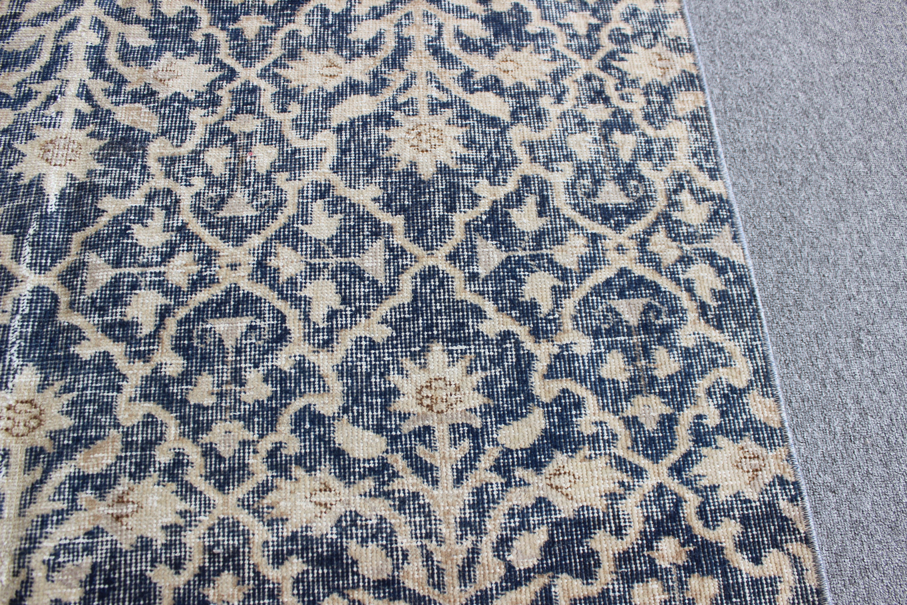Turkish,handmade, Vintage,decorative,blue,area,tribal Rug. 3' 9'' X 5 ...