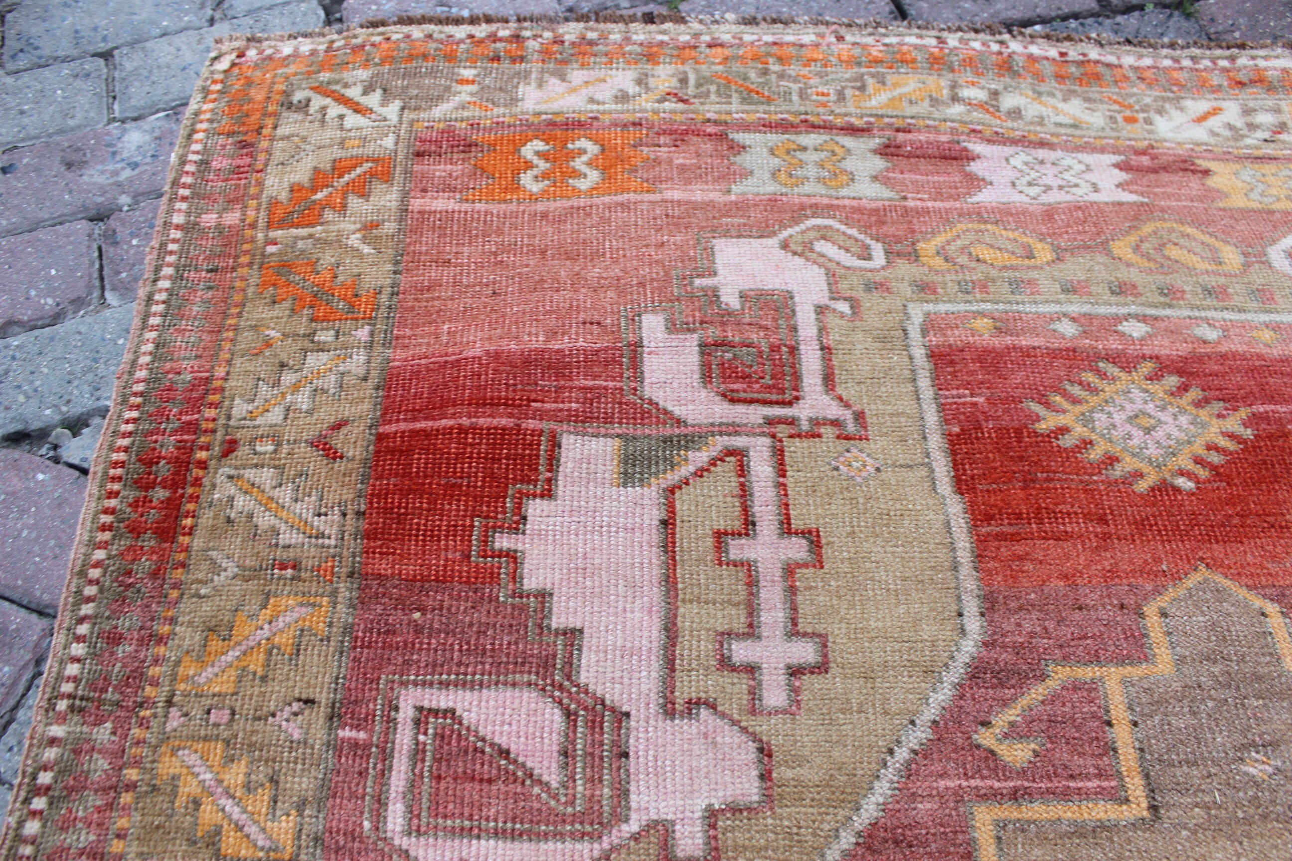 Turkishkars Handmadevintagedistressedredbeigebrownarea - Etsy