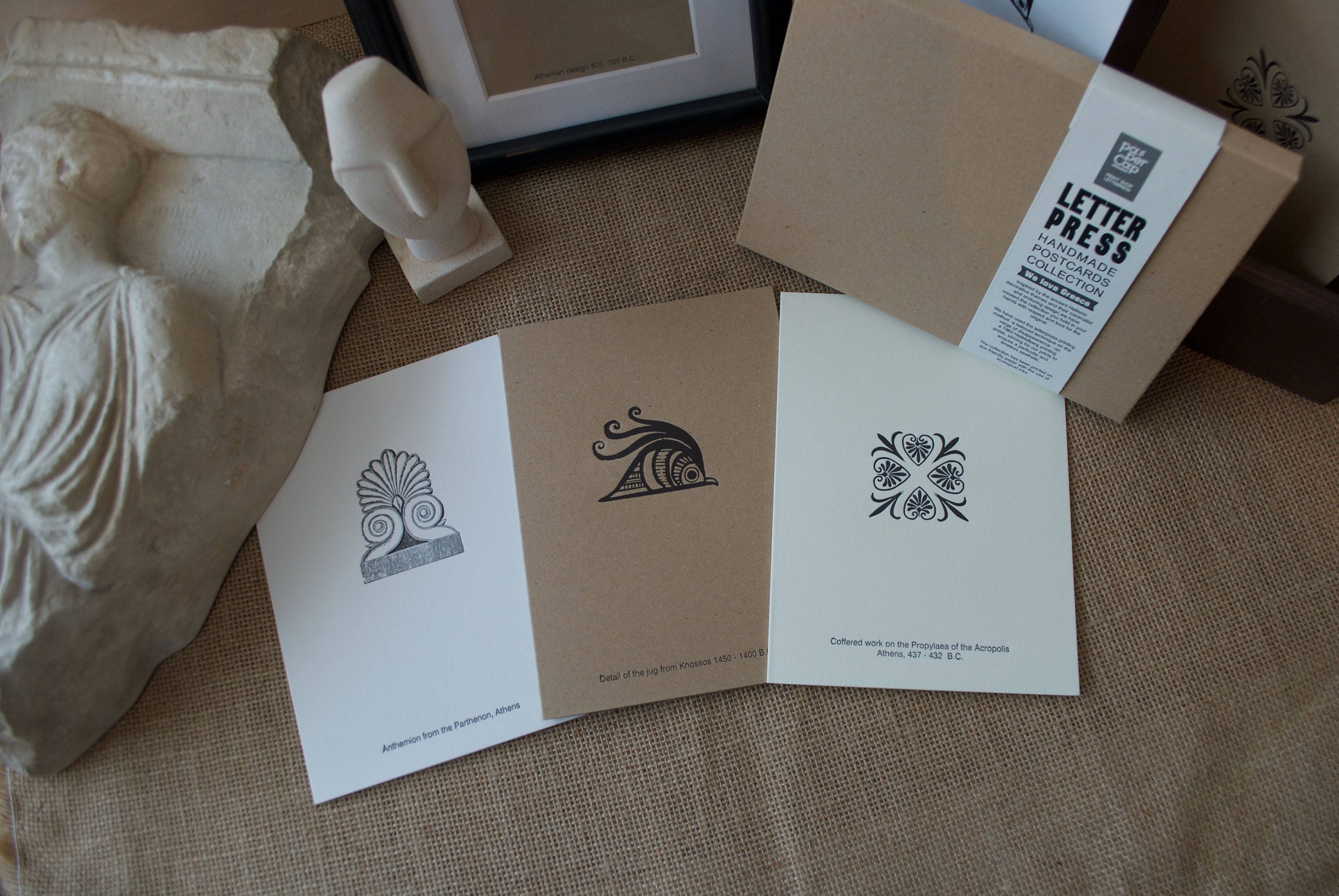 Ancient Greek Postcards Letterpress / Souvenir From Greece / Handmade ...