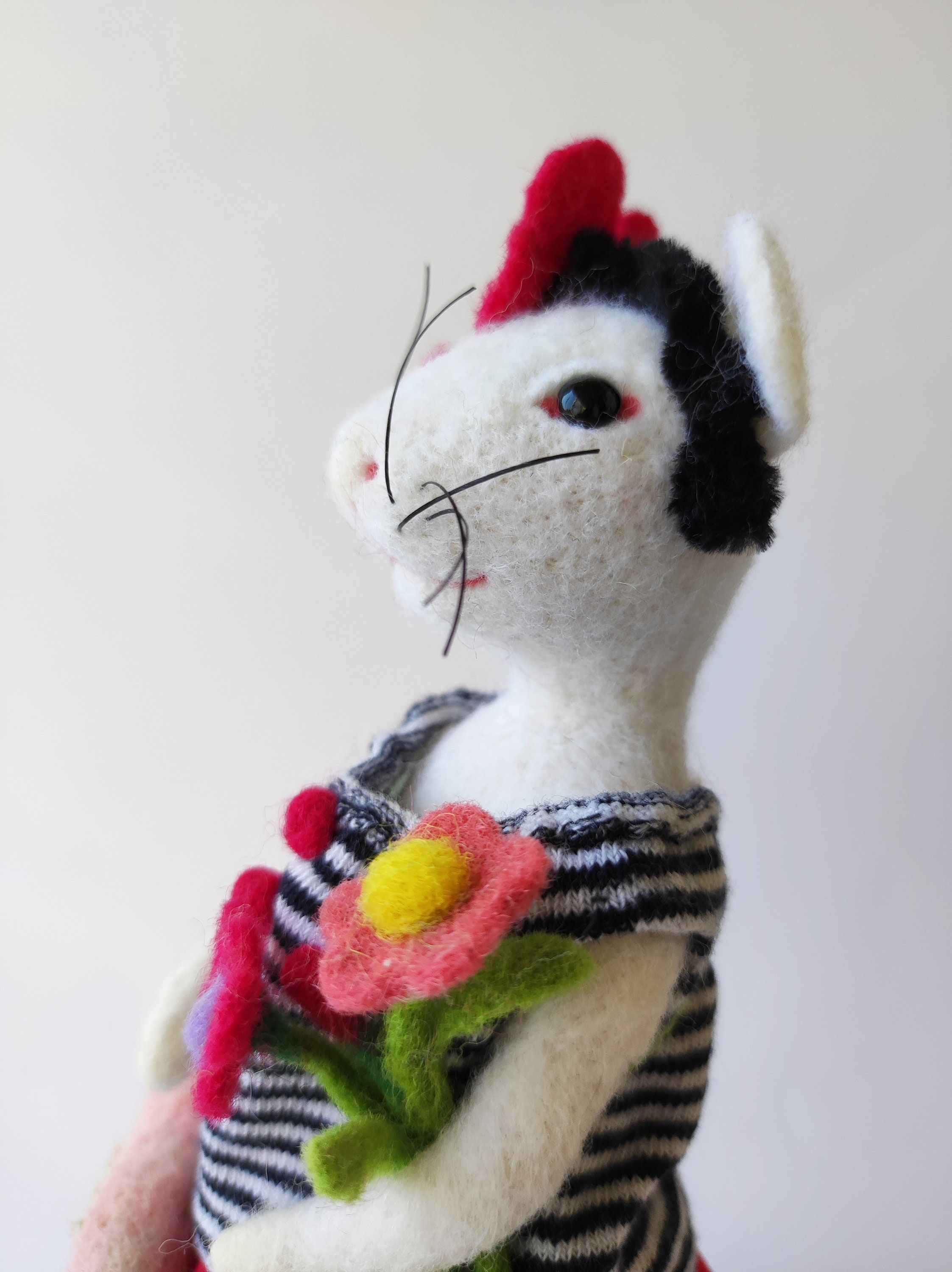 Mouse With Flowers Needle Felt Art Doll Animal - Etsy