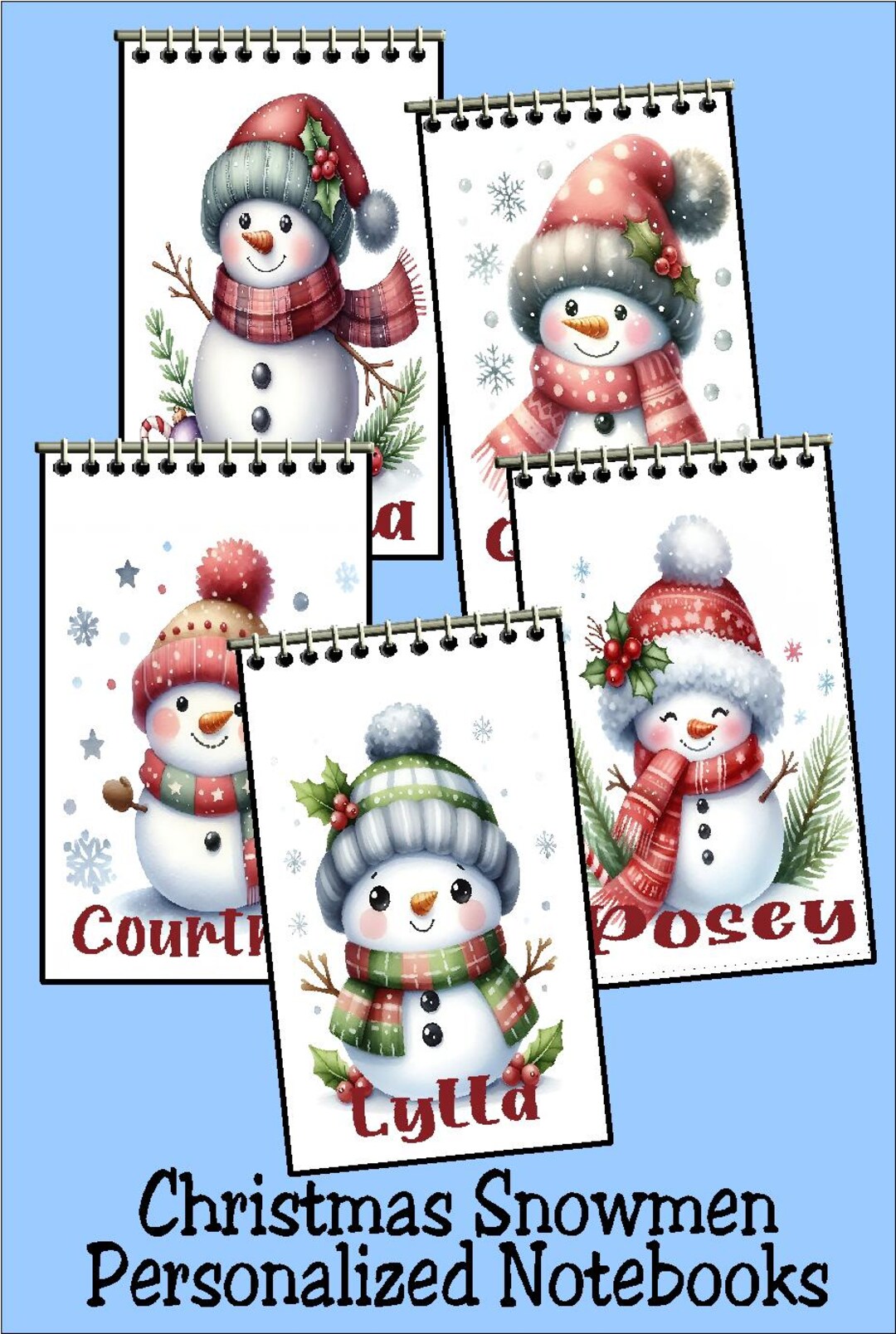 Christmas Snowman Stocking Stuffer Custom Notebooks, Personalized ...