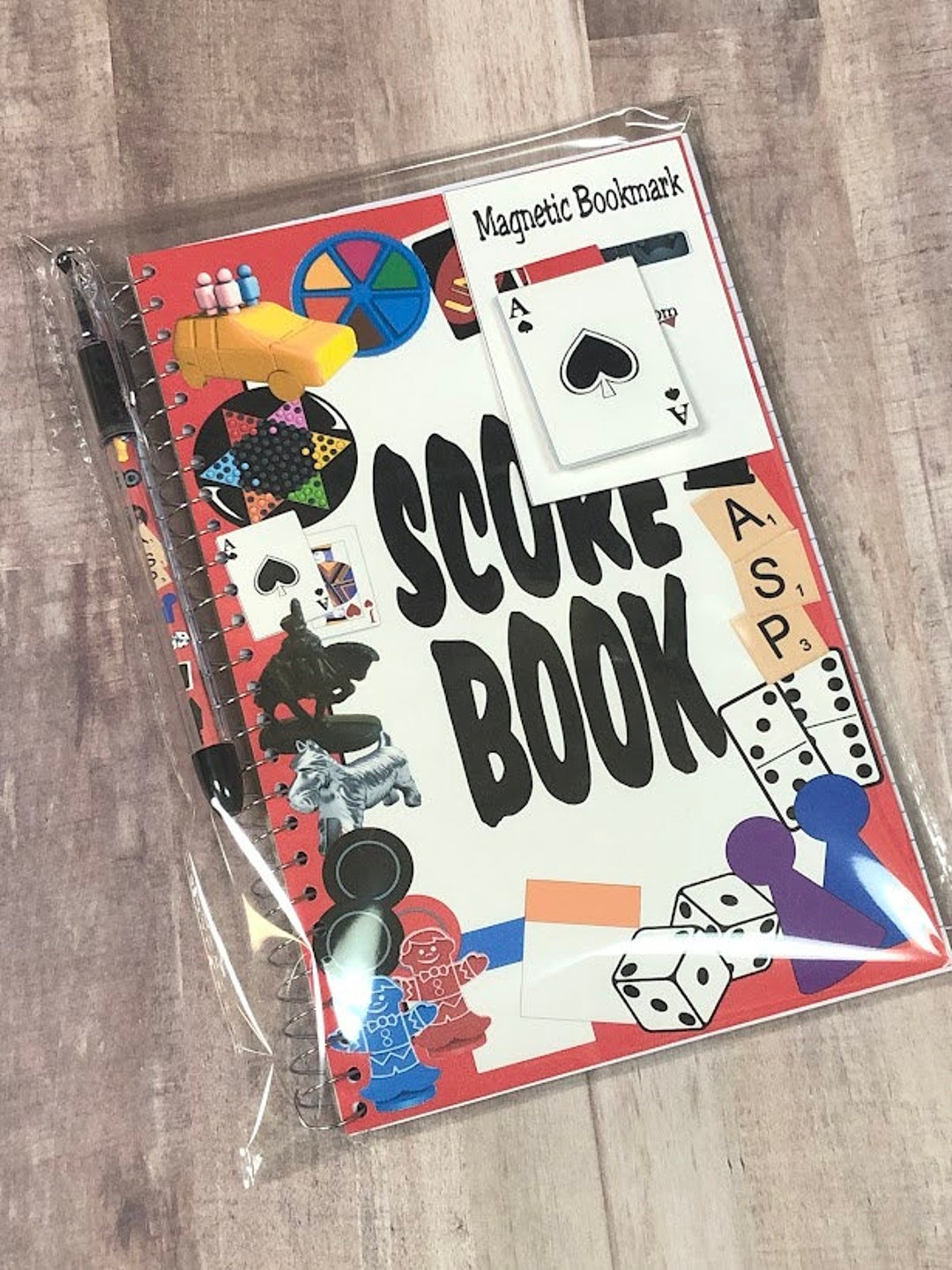 Game Night Score Book With Matching Pen and Magnetic Bookmark, Board ...