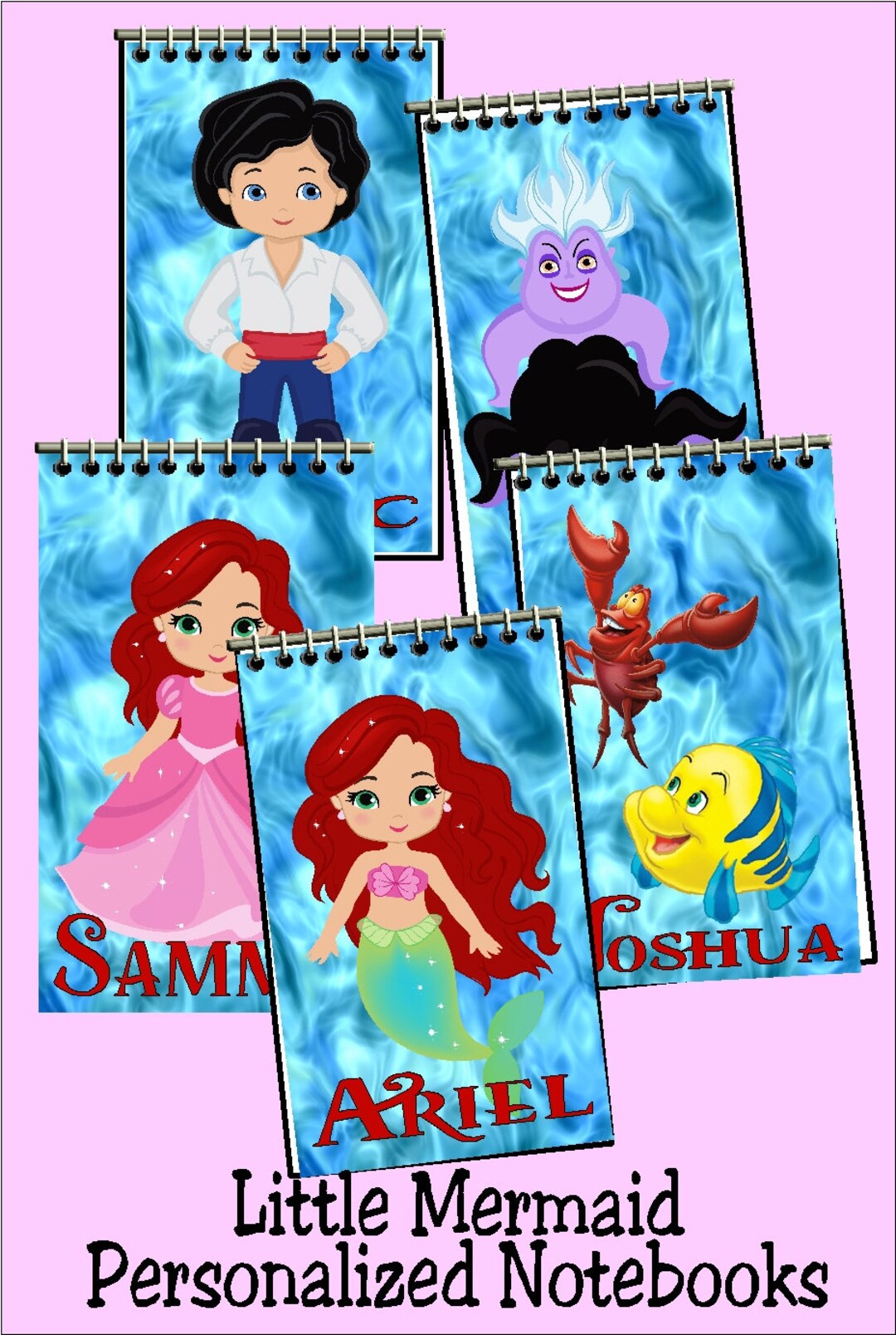 Little Mermaid Personalized Notebooks, Princess Ariel Party Favor ...