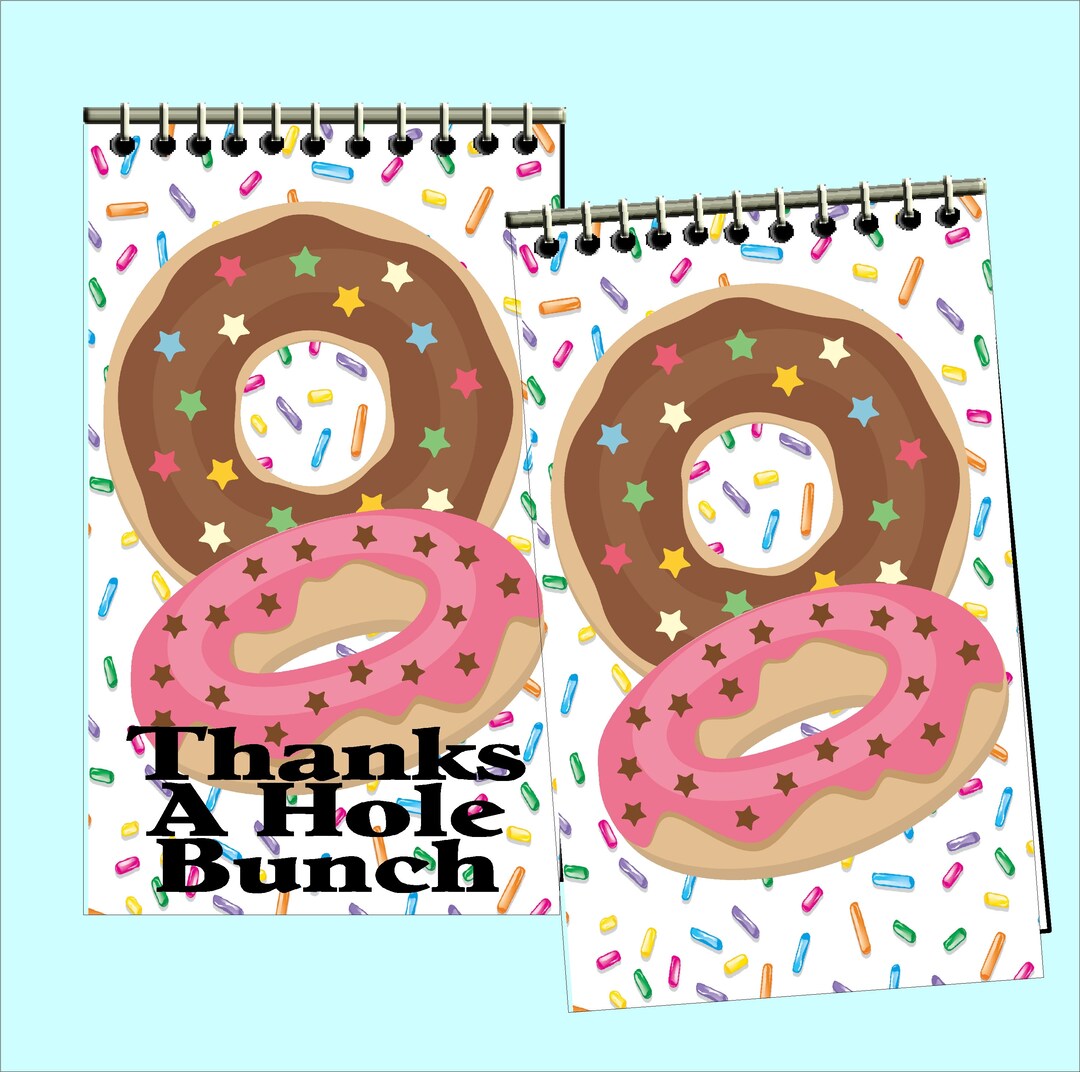 Donut Party Personalized Party Favor Notebooks, Donut Notebooks, Thanks ...