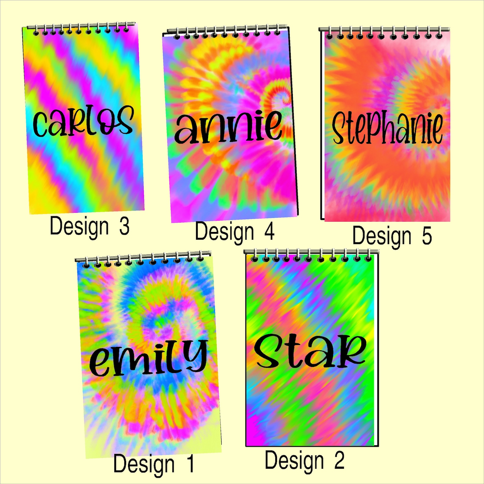 Tie Dye Party Favors, Tie Dye Notebook, Custom Spiral Notebook ...