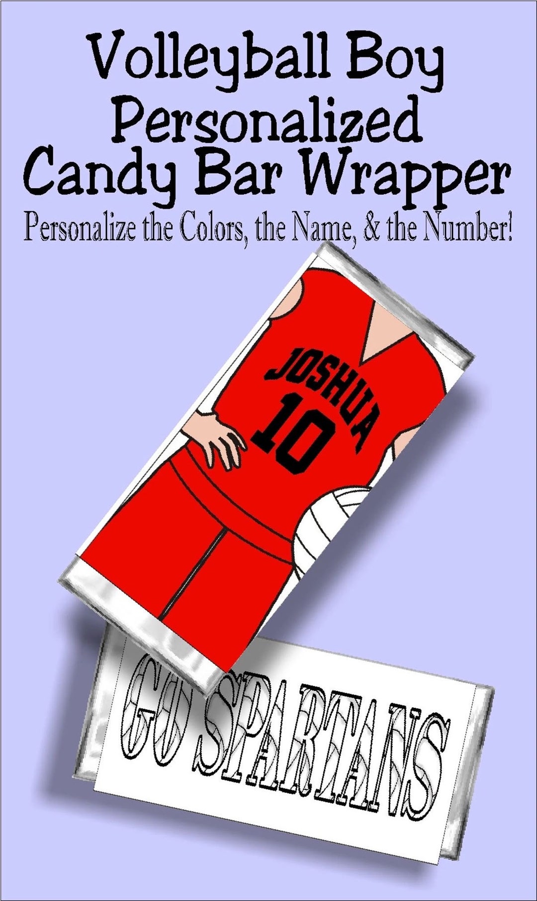 Boy Volleyball Candy Bar Wrapper, Senior Night Player Gift, Volleyball ...