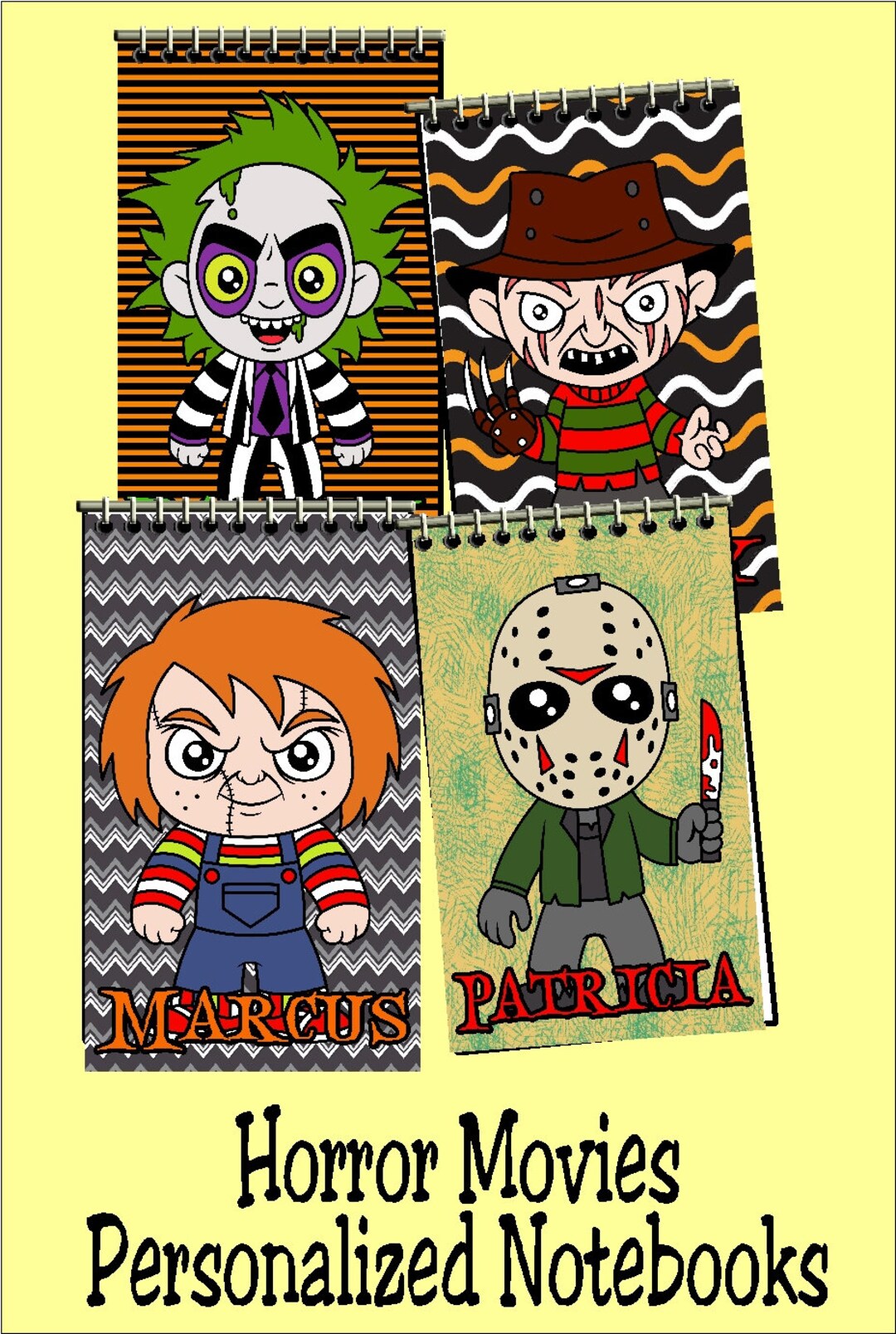 Horror Movie Villains Personalized Halloween Party Favor Notebooks - Etsy