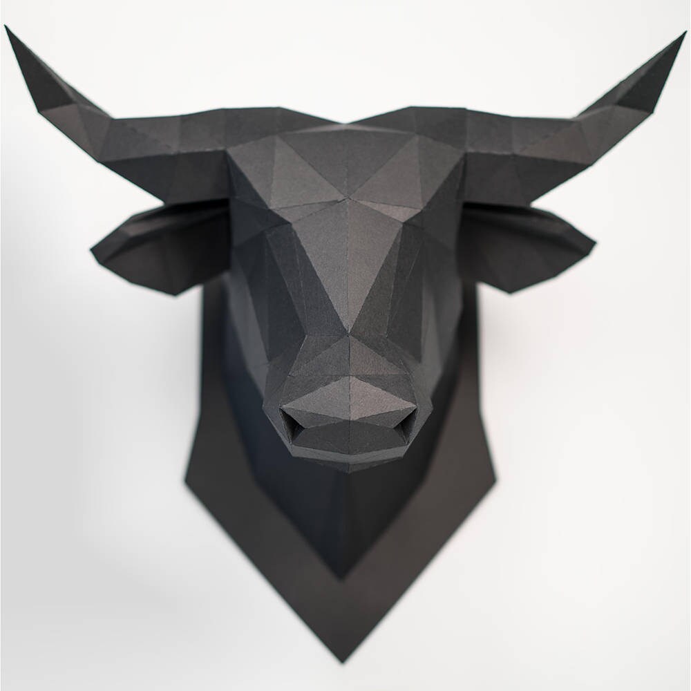 Bull Head, Animal Head, Low Poly, DIY, Trophy, Papermodel - Etsy