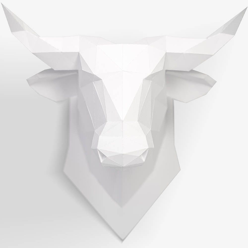 Bull Head, Animal Head, Low Poly, DIY, Trophy, Papermodel - Etsy