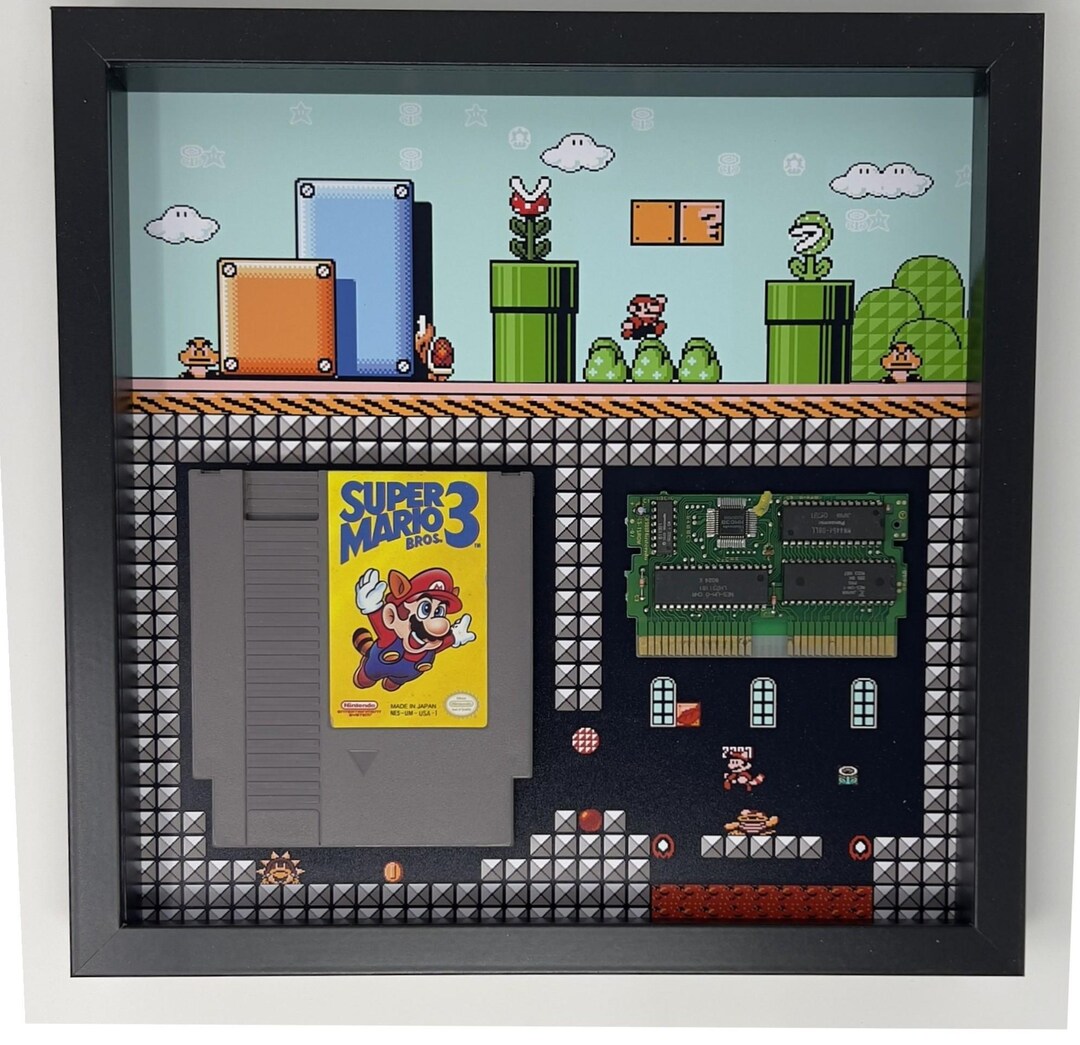 Framed Super Mario Bros 3 Game and Cartridge Wall Art. Teardown Display ...