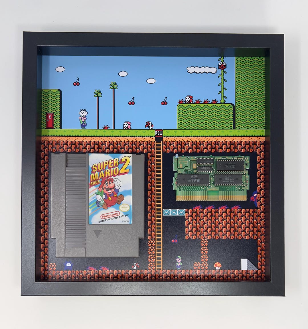 Framed Super Mario Bros 2 Game and Cartridge Wall Art. Teardown Display ...
