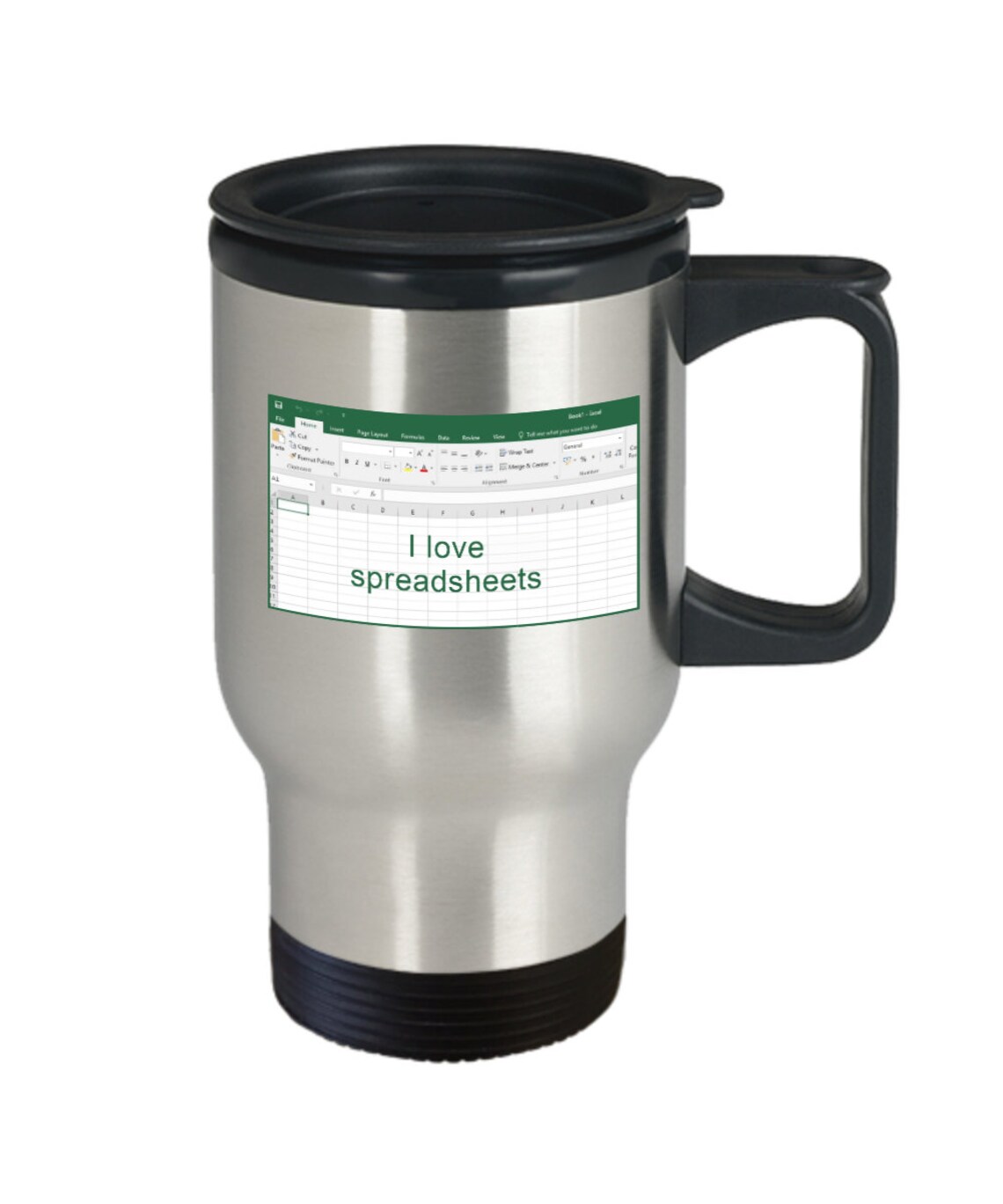 I Love Spreadsheets Travel Mug - Funny Insulated Tumbler - Novelty ...