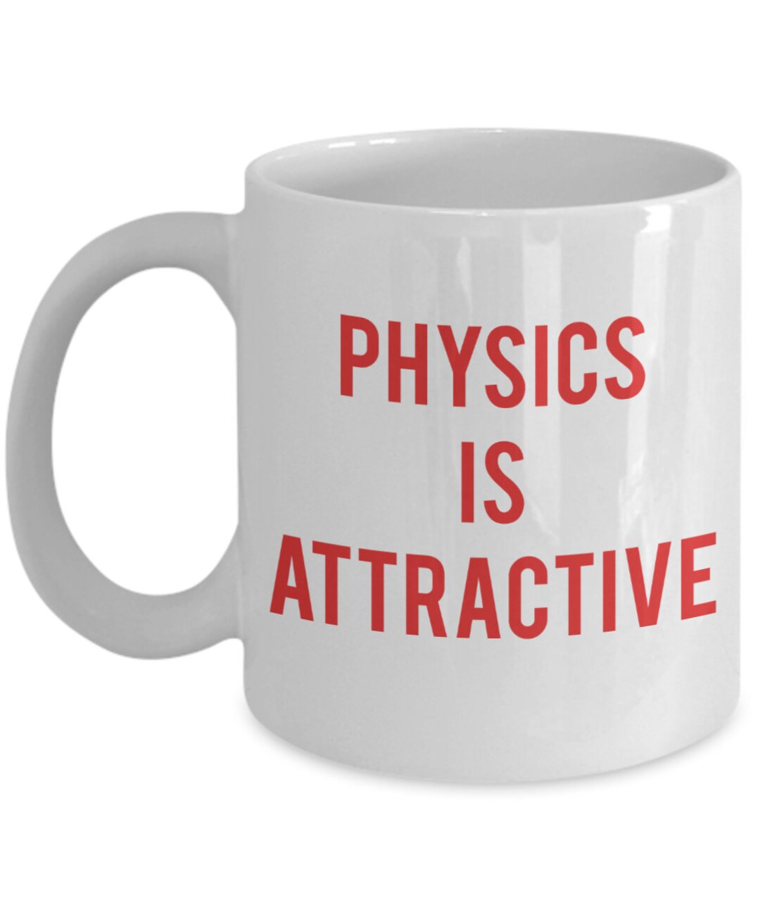 Physics Pun Mug - Physics is Attractive - Funny Tea Hot Cocoa Coffee ...
