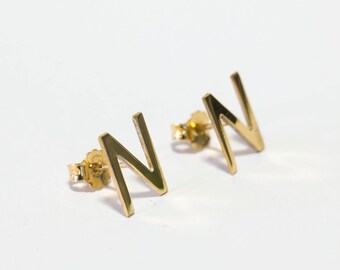 18k Gold Alphabet earring Lower case stud earring Alphabet