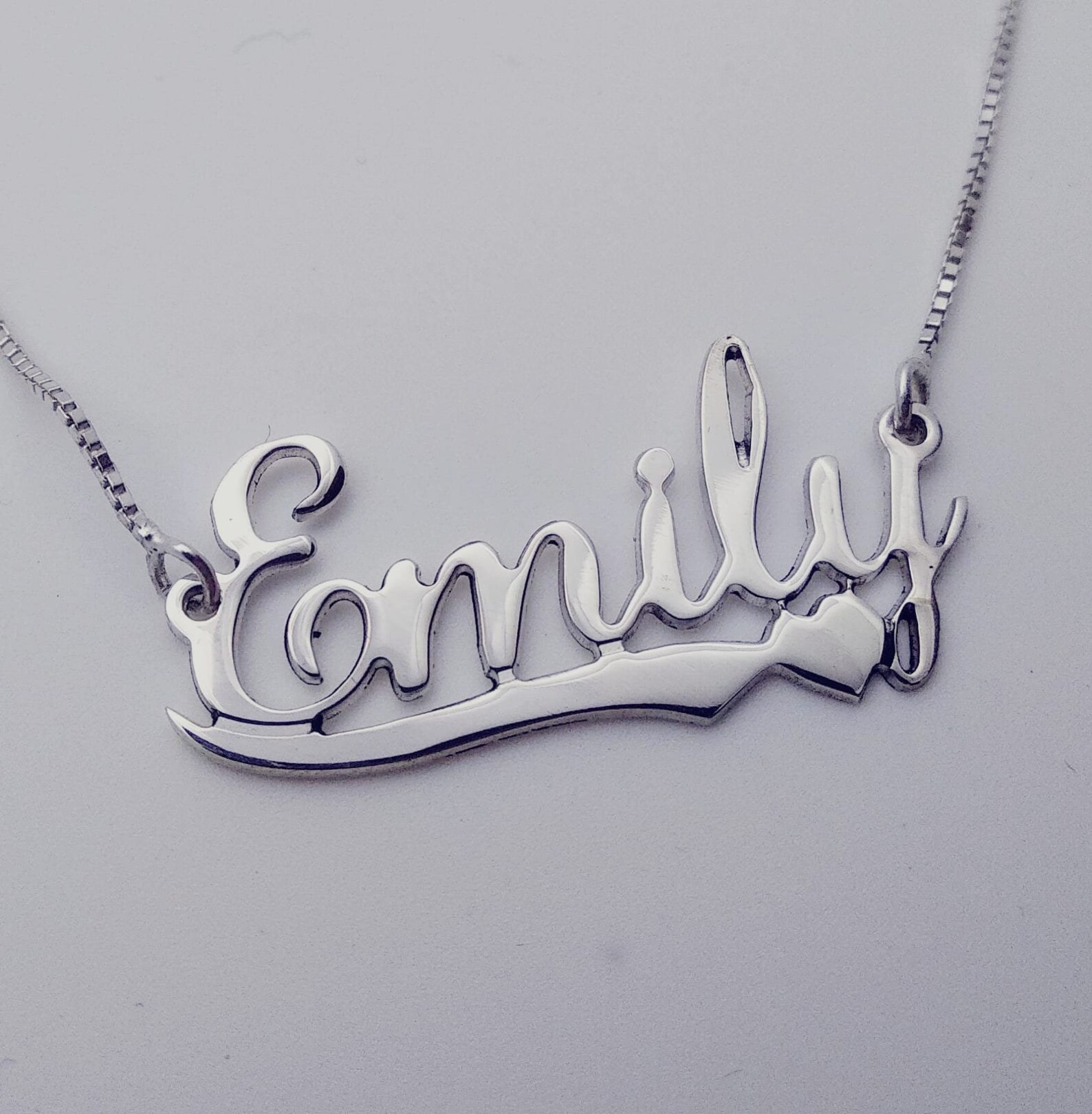 Emily Heart Swirl Personalized Name Necklace Sterling Silver | Etsy