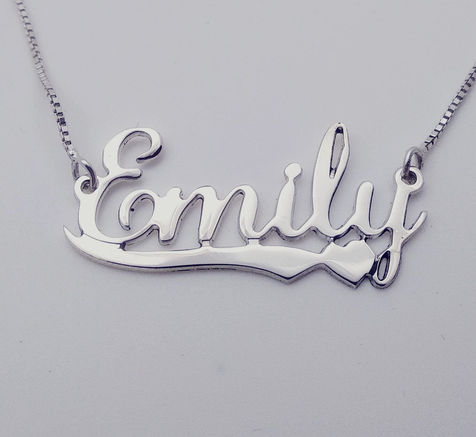 Emily Heart Swirl Personalized Name Necklace Sterling Silver | Etsy