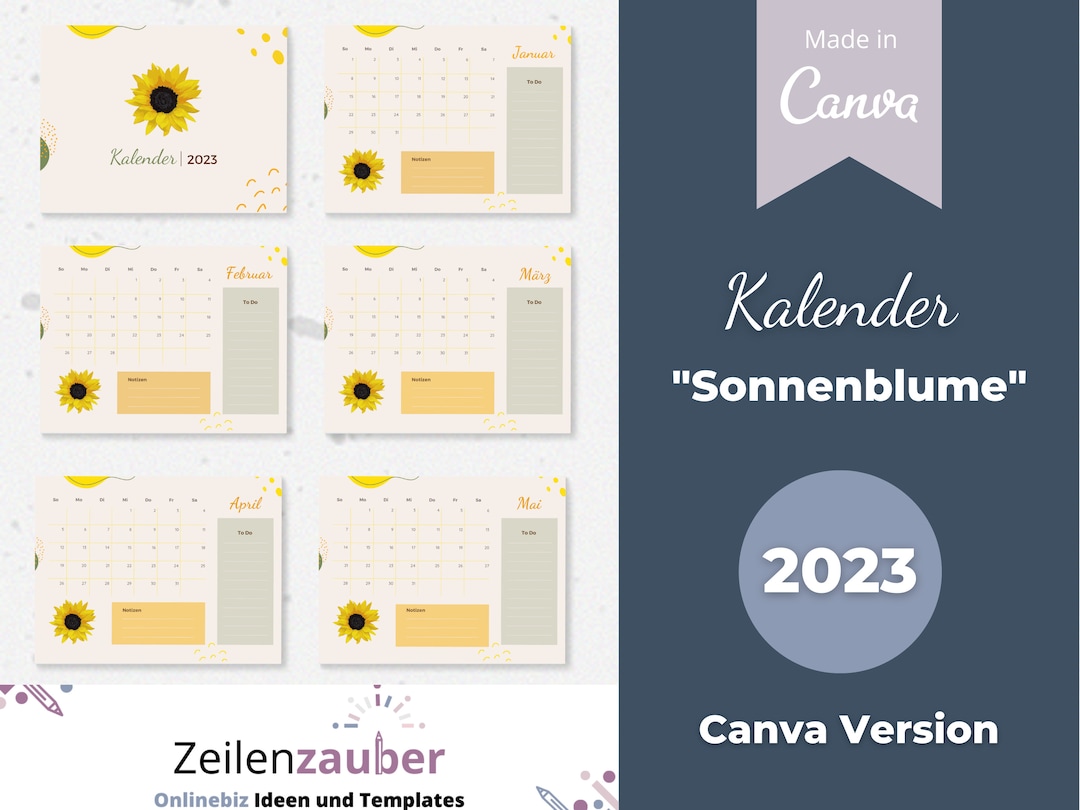 Kalender 2023 Canva Template Kalender 2023 Wand Kalender 2023 PDF ...