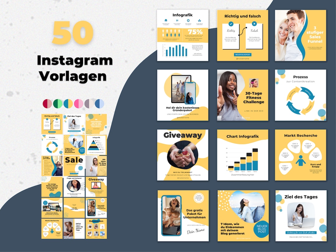 50 Instagram Templates for Canva, Color Mix Edition, Instagram Template ...