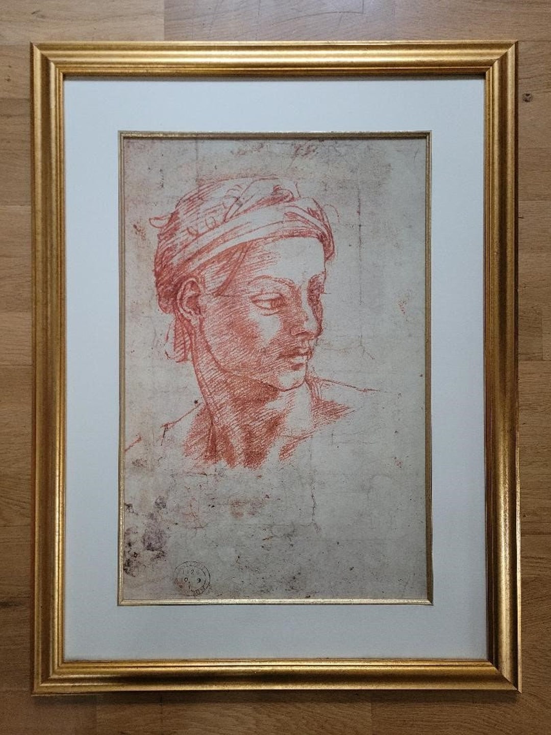 Stunning Michelangelo Reproduction - Drawing of Head of Youth Wearing ...