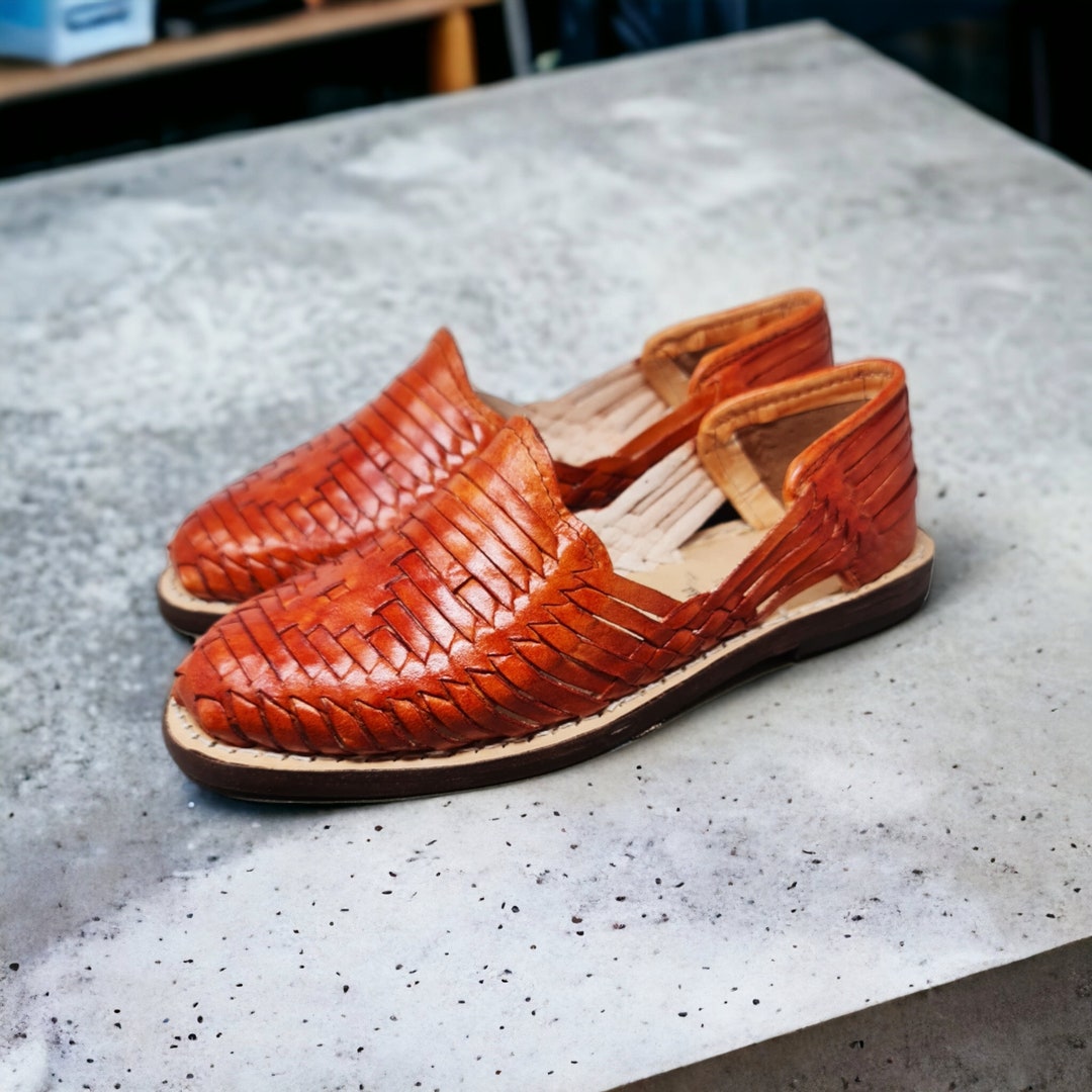 Mexican Huaraches for Women in Oak Color - Leather Sole, Hand-painted ...