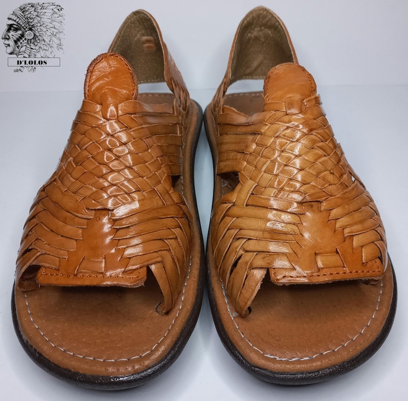 Men's Open Toe Huaraches | Handwoven Leather | Cushioned Insole | Honey ...