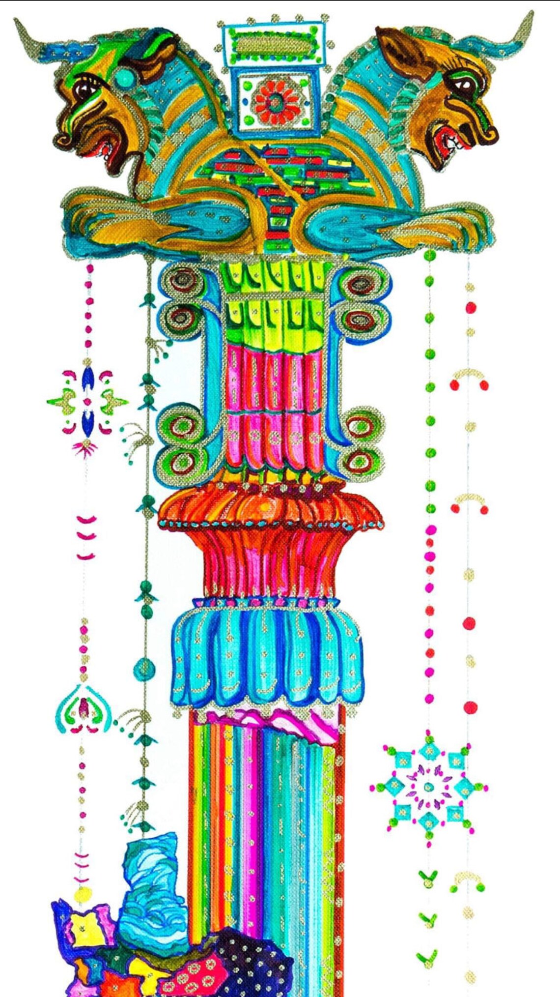 Persian Persepolis Columns Abstract Art Painting Rolled Canvas - Etsy